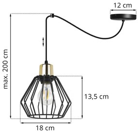 Závěsné svítidlo NUVOLA SPIDER 5, 1x černé drátěné stínítko, G