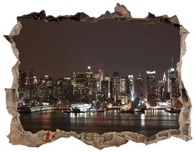 Wallmuralia Fototapeta díra na zeď 3D New York noc 95x64 cm