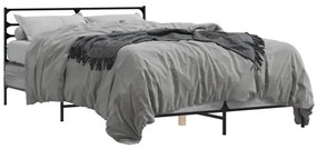 Rám postele šedý sonoma 135 x 190 cm kompozitní dřevo a kov