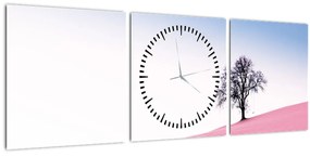 Obraz - Růžový sen (s hodinami) (90x30 cm)