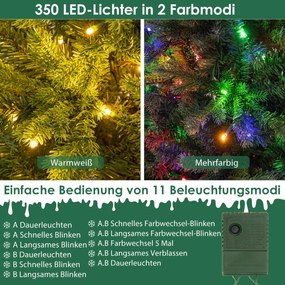 Costway 180 cm umělý vánoční stromek s LED diodami ve vícebarevné a teplé bílé