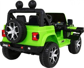 Ramiz Jeep Wrangler Rubicon elektrické auto pro děti zelené + dálkové ovládání + MP3 LED rádio + EVA kola