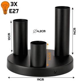 BERGE Stropní svítidlo VIKI 3x E27 kulaté černé