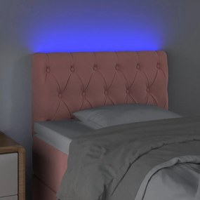 Čelo postele s LED růžové 80 x 7 x 78/88 cm samet 3121983