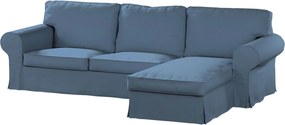 Potah na pohovku IKEA Ektorp 2-místná s lenoškou barva modrá látka pletený vzor