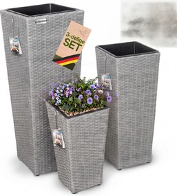 Umělý ratan Květináč sada 3 ks šedá