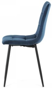 Jídelní židle modrá sametová látka, kovové nohy černé CT-281 BLUE4