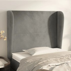 Čelo postele typu ušák světle šedé 103x23x118/128 cm samet 3117718