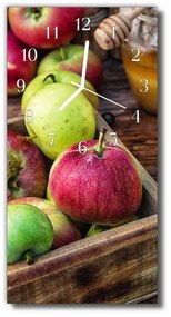 Skleněné hodiny vertikální Kuchyně. Barevné jablko