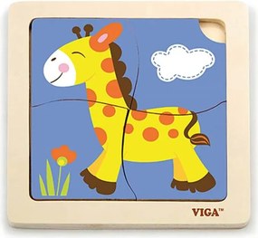 Dřevěné puzzle pro nejmenší Viga 4 ks Žirafa