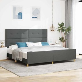 Rám postele s čelo Tmavě šedá 200 x 200 cm textil 3344754