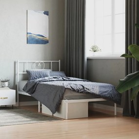 vidaXL Kovový rám postele s čelem 90 x 200 cm [355456] Barva: Bílá