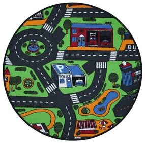 Vopi, Dětský kusový koberec City life kruh, 400x400 (průměr) kruh, vícebarevná, dětský pokoj