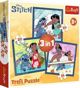 TREFL Puzzle Čas se Stitchem 3v1 / 20, 36, 50 dílků