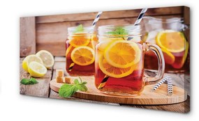 Obrazy na plátně Ice Tea citrusové brčka 100x50 cm