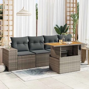 5dílná zahradní sedací souprava s poduškami šedá polyratan 3327322