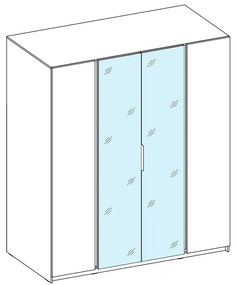 Šatní skříň KAJA 2F 2LU | 200 cm | se zrcadly | VYSOKÁ | evoke