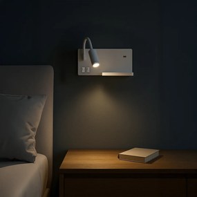 Nástěnné LED svítidlo Shelf, 1x LED 4+5+2w, 4000k, w, vypínač