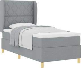 Postel s boxspringem s čelo Světle šedá 200 x 100 cm textil 3340802