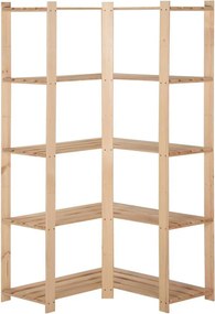 5patrový úložný regál rohový 82,5x82,5x170 cm masivní borovice 327323