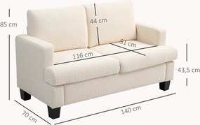 HOMCOM 2-místná pohovka moderního stylu 140 cm s odnímatelnými zádovými polštáři a opěrkami na ruce, mini pohovka do ložnice, bytu, pro malé prostory…