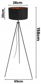 Stojací lampa 1xE27/40W/230V černá