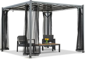 Antracitová pergola Paros 3x3m s moskytiérou Garden Point
