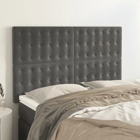 Čelo postele tmavě šedé 144x5x118/128 cm sametové 3116815