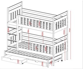 Legno Dětská patrová postel Katka šedá Rozměr (cm): 80x160