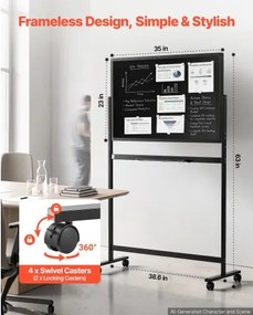 Magnetická bílá tabule ze skla, 888x583 mm VEVOR