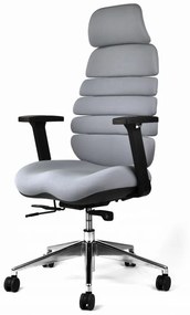 Kancelářská ergonomická židle SPINE s podhlavníkem — látka, nosnost 130 kg, více barev Šedá