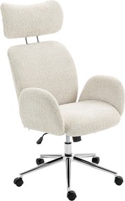 HOMCOM ergonomická kancelářská židle, otočná židle k psacímu stolu s nastavitelnou výškou, opěrkou hlavy, područkami a funkcí náklonu — světle šedá |