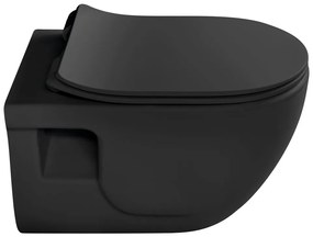 Sapho Sapho, BRILLA závěsná WC mísa, Rimless, 36,5x53cm, černá matná, 100614-110