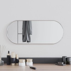 Nástěnné zrcadlo stříbrné 60x25 cm oválné - Default Title