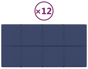 vidaXL Nástěnné panely 12 ks modré 60 x 30 cm textil 2,16 m²