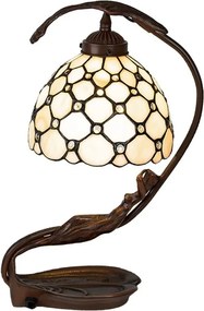 Krémová stolní lampa Tiffany Millie - 28*20*41 cm E14/max 1*25W