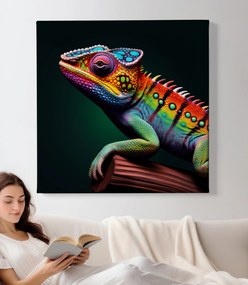 Obraz na plátně - Barevná ještěrka FeelHappy.cz Velikost obrazu: 80 x 80 cm