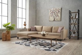 Hanah Home Sametová pohovka KALE krémová levá 825BLC2725