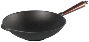 SKEPPSHULT Litinová pánev Wok 30cm 3,5l s rukojetí ze dřeva