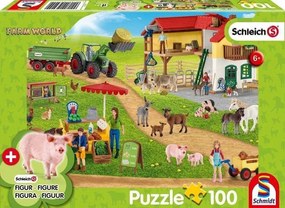 Puzzle puzzle schleich farma s prodejním stánkem 100 dílků + figurka schleich