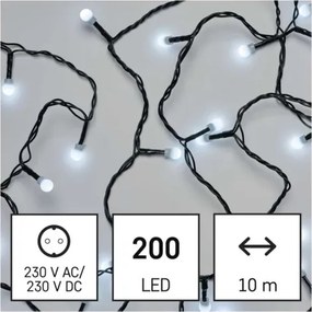 Vánoční řetěz kuličky EMOS ZYK0207 200LED 10m studená bílá