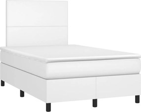 Box spring postel s matrací a LED bílá 120 x 190 cm umělá kůže 3270282