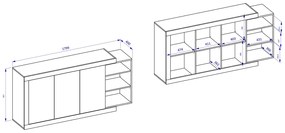 Moderní obývací stěna Cirila Dub Samdal/Bílý lesk