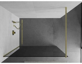 Mexen Kioto, sprchová zástěna Walk-In 70 x 200 cm, 8mm šedé sklo, zlatý matný profil, 800-070-101-55-40