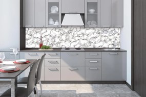 DIMEX | Fototapeta do kuchyně Bílý mramorový vzor KI-260-278 | 260 x 60 cm | černobílá