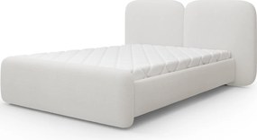Postel Ollival 160x200 s kovovým roštem a úložným prostorem, bílý velur