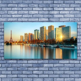 akrylový obraz Město Moře Domy Paříž 120x60 cm