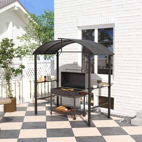 Outsunny BBQ Pavilon 233 x 110 x 235 cm Větruvzdorný Zahradní Pavilon s Dvojitou Střechou, Policemi, Zahradní Pavilon s UV Ochrannou, BBQ Pavilon z O…