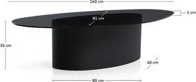 Černý konferenční stolek se skleněnou deskou 81x140 cm Olir – Kave Home