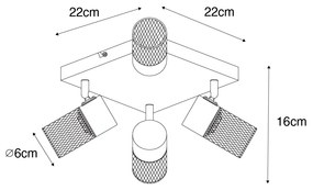 Průmyslové stropní bodové svítidlo černé 4-světlo nastavitelné - Jim
